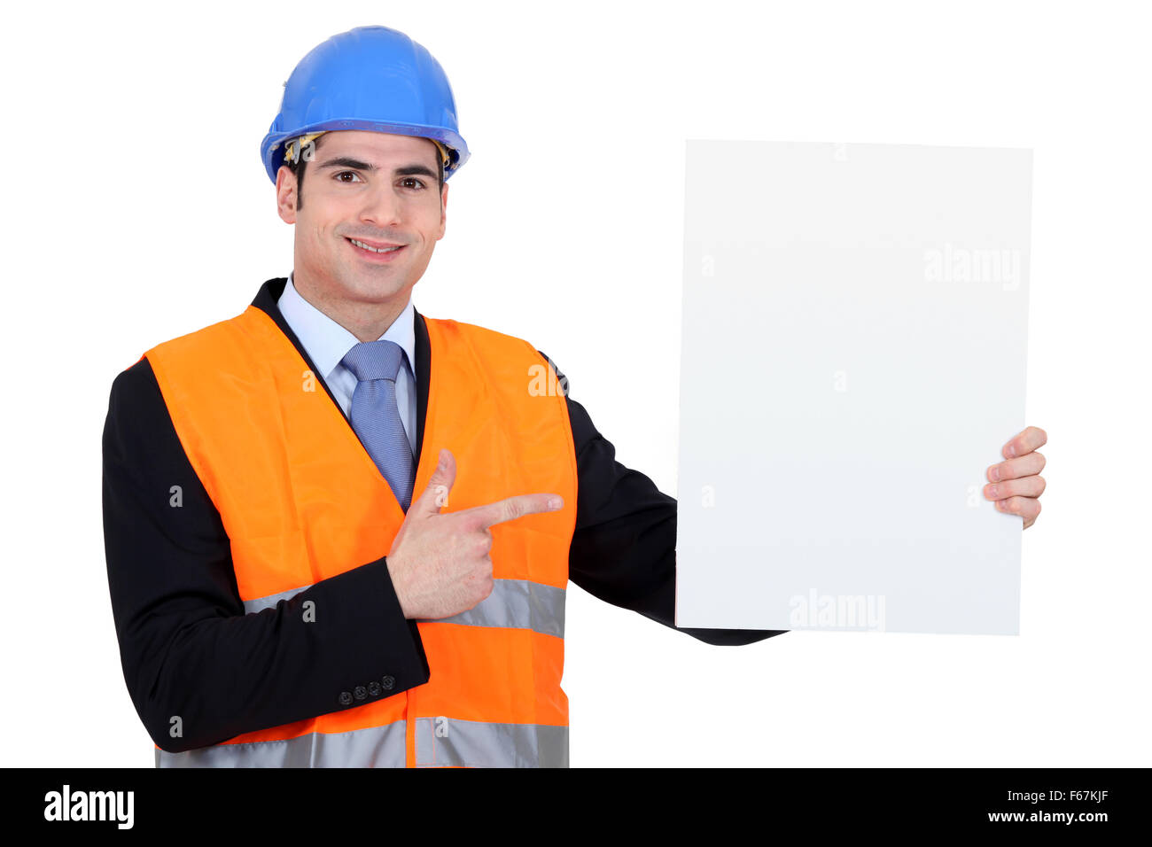 Engineer with a blank board Stock Photo - Alamy