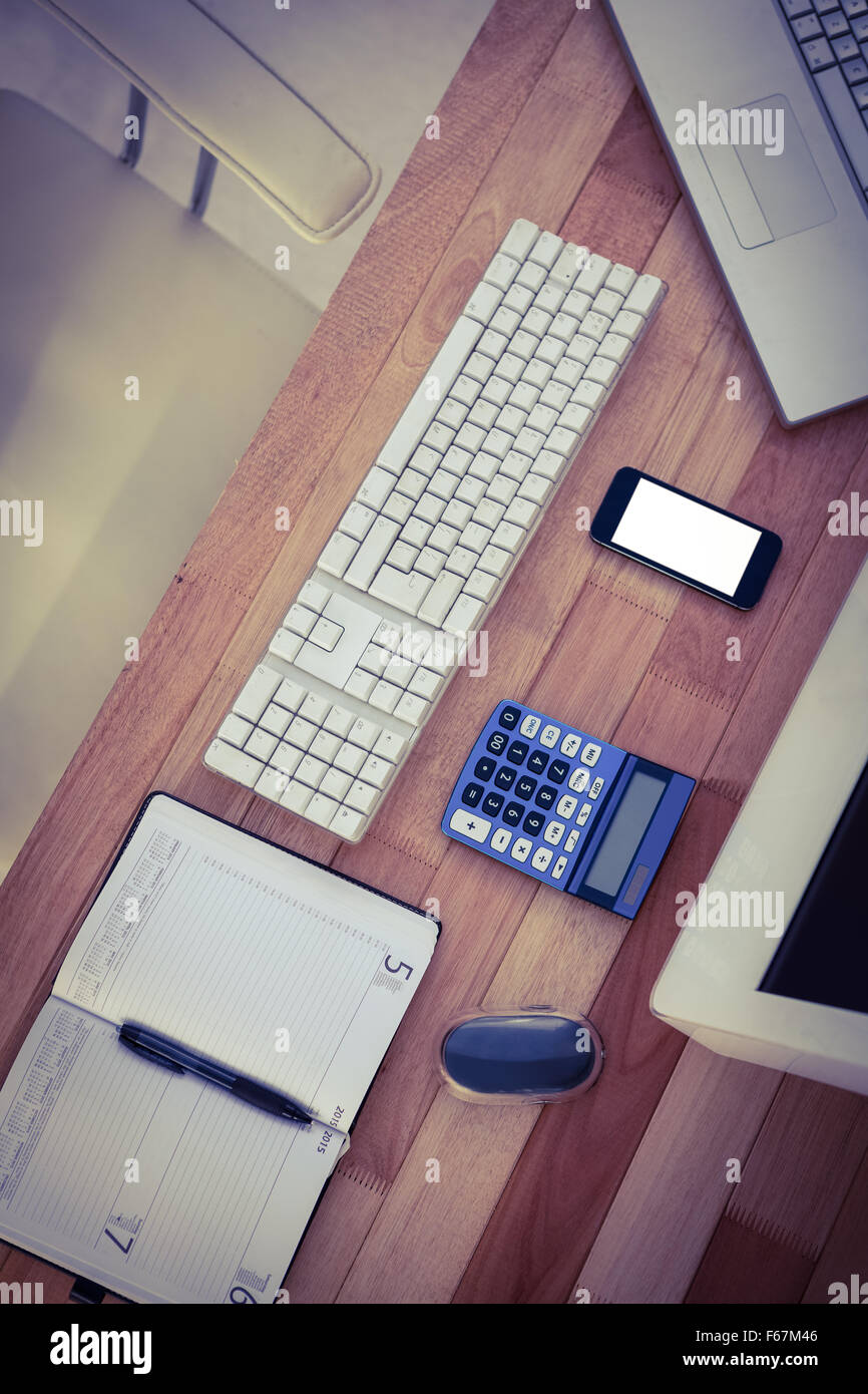 Business desk with computer and smartphone Stock Photo - Alamy