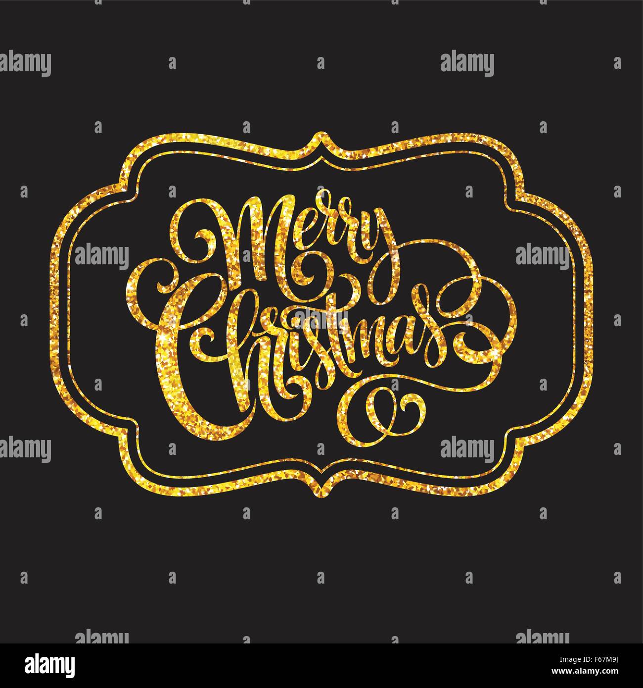 Merry Christmas gold glittering lettering design. Vector illustration ...