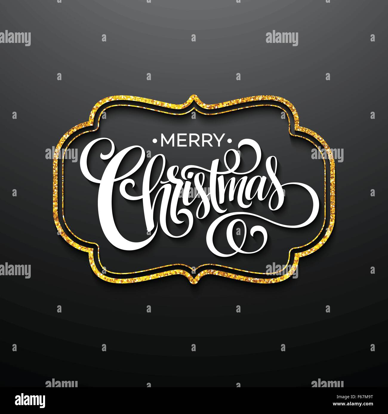 Merry Christmas gold glittering lettering design. Vector illustration ...