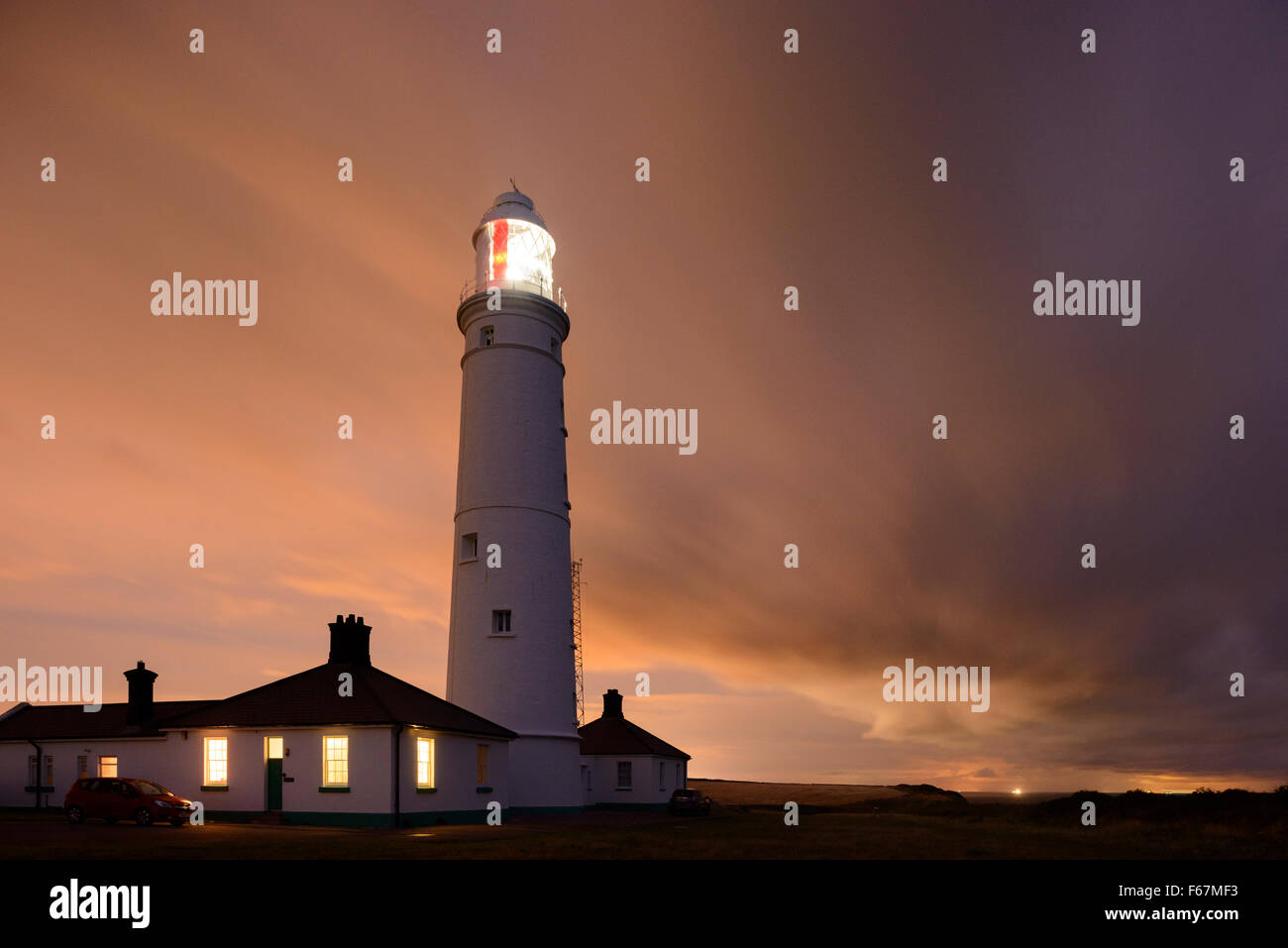 Nash Point Lighthouse on the heritage coastline of Glamorgan, Wales ...