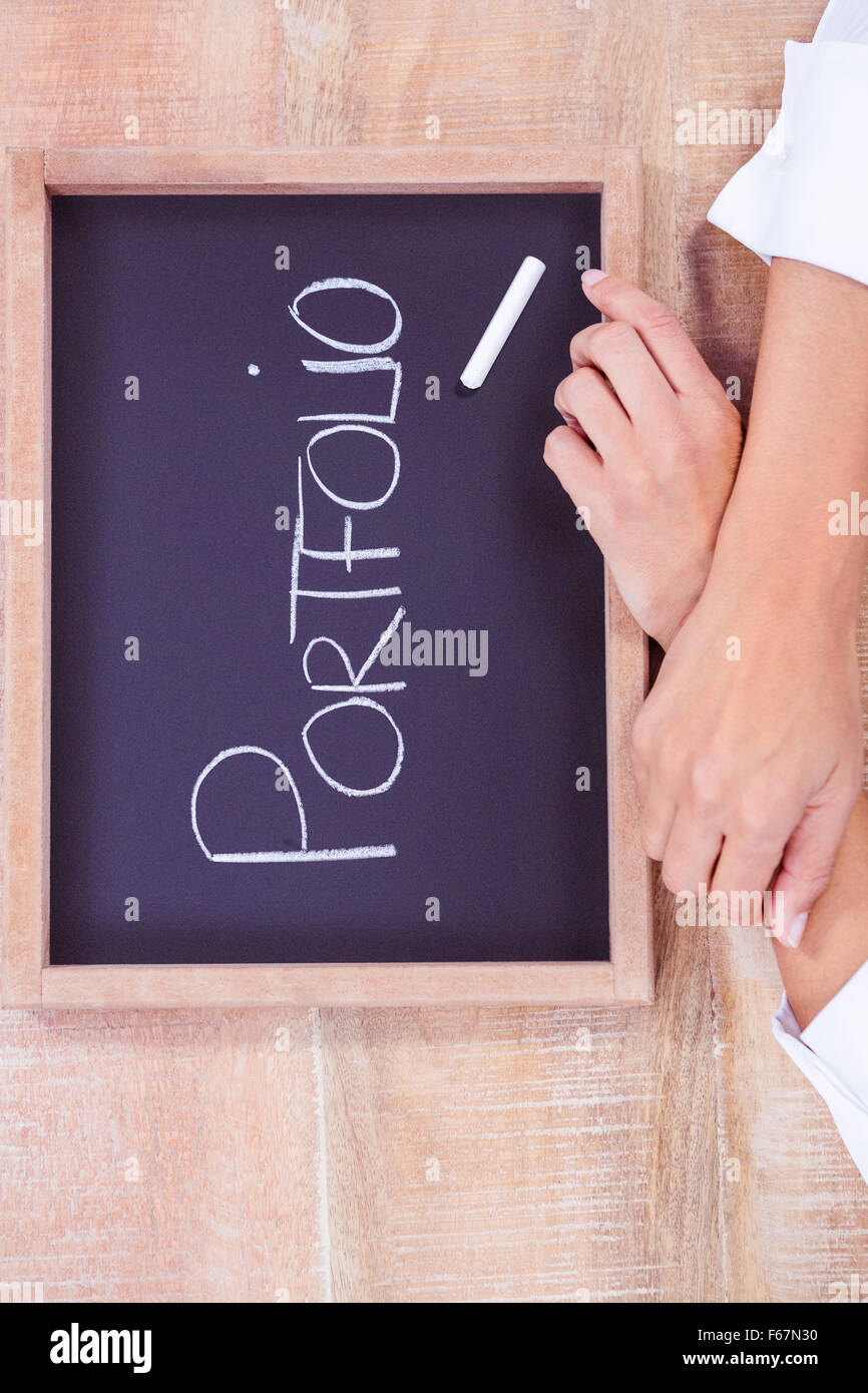 Chalkboard with portfolio text Stock Photo - Alamy