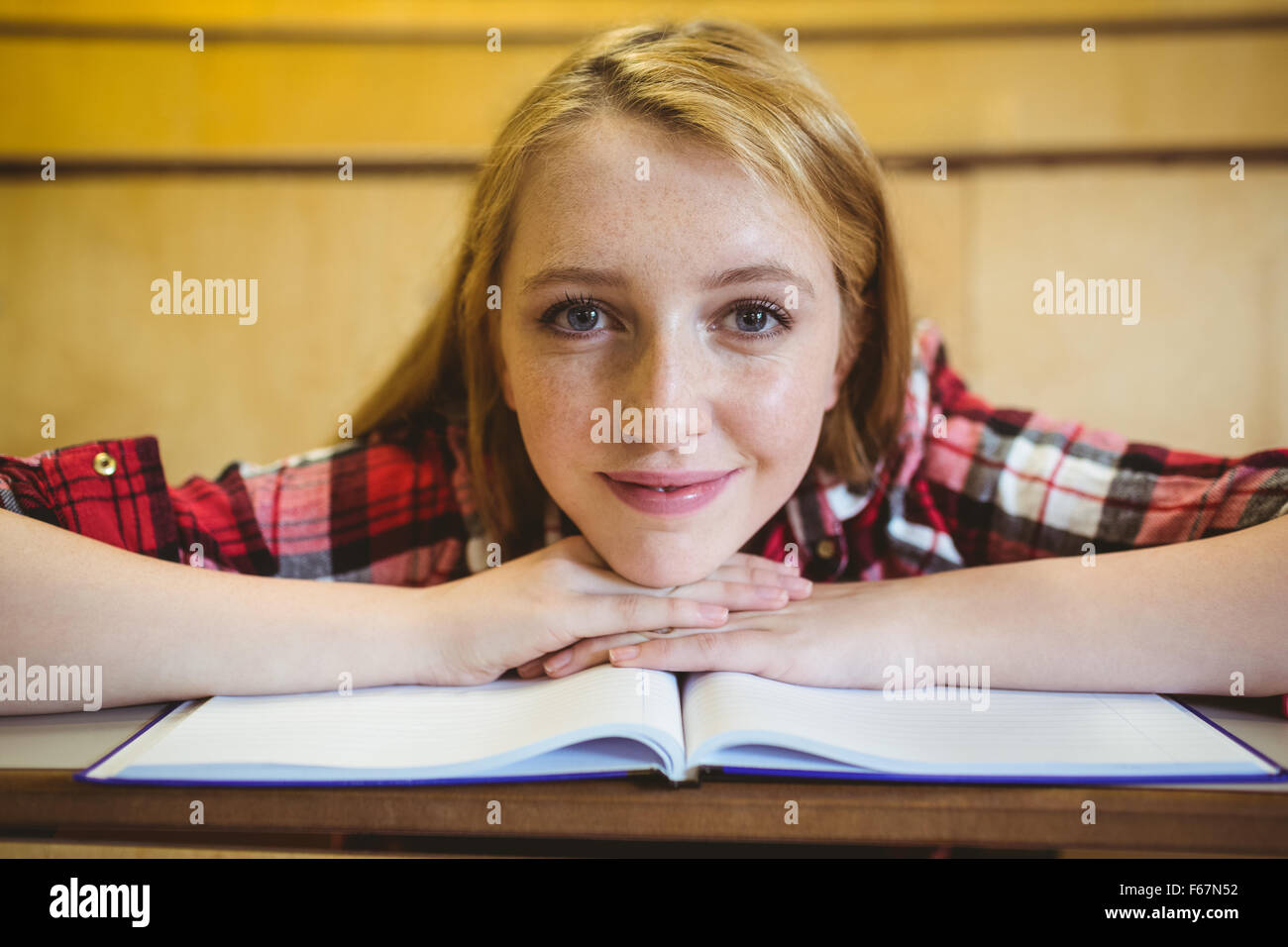 Attractive blonde student girl hi-res stock photography and images - Alamy