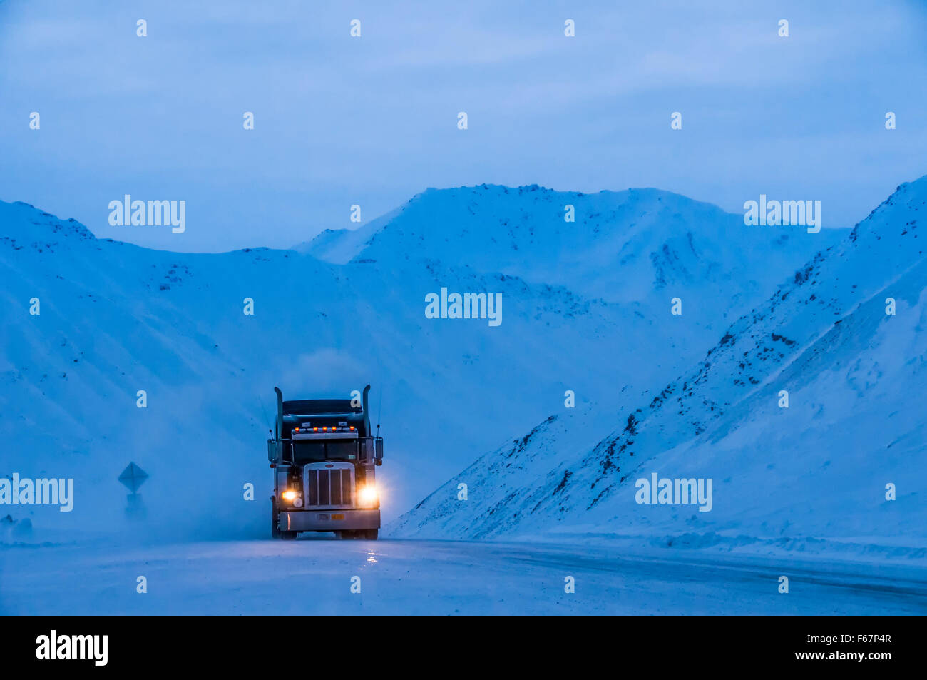 Truck on Atigun Pass in the Brooks Range, Dalton Highway Haul Road ...