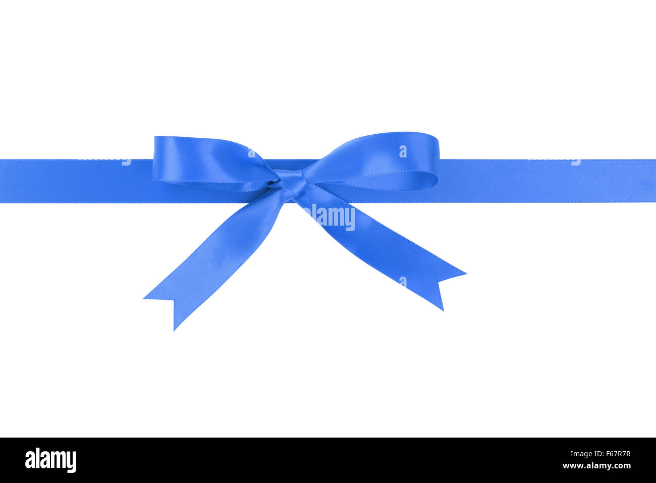 horizontal blue ribbon with bow from above Stock Photo - Alamy