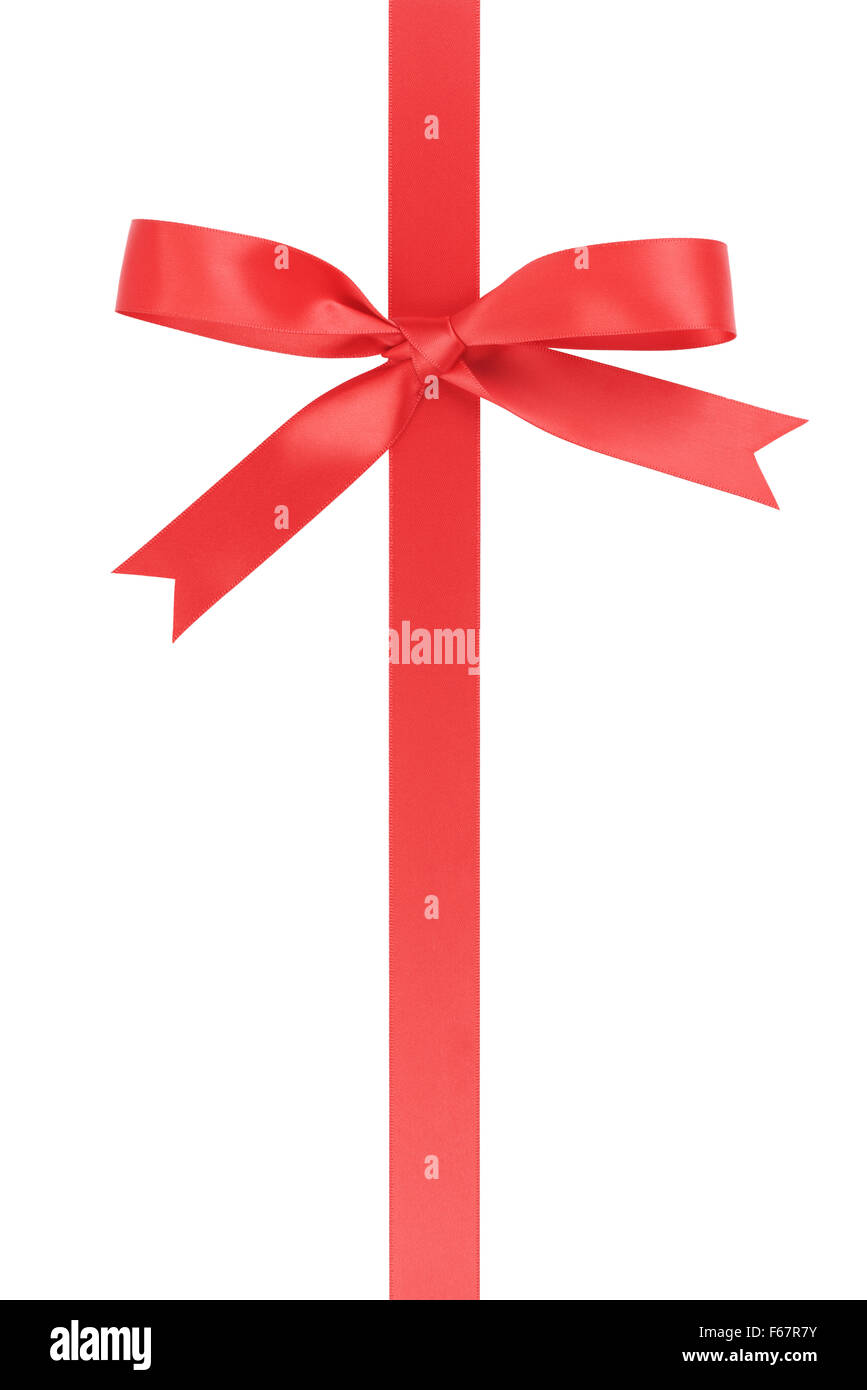 vertical red ribbon with bow from above Stock Photo - Alamy