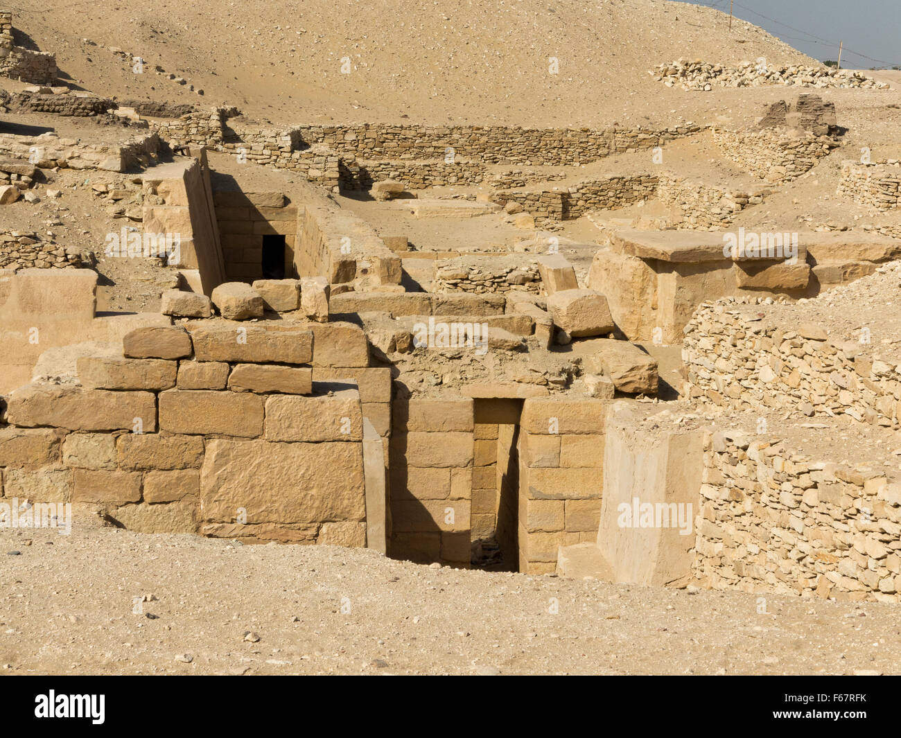 Looking across the mastaba field from Unas causeway at the necropolis ...