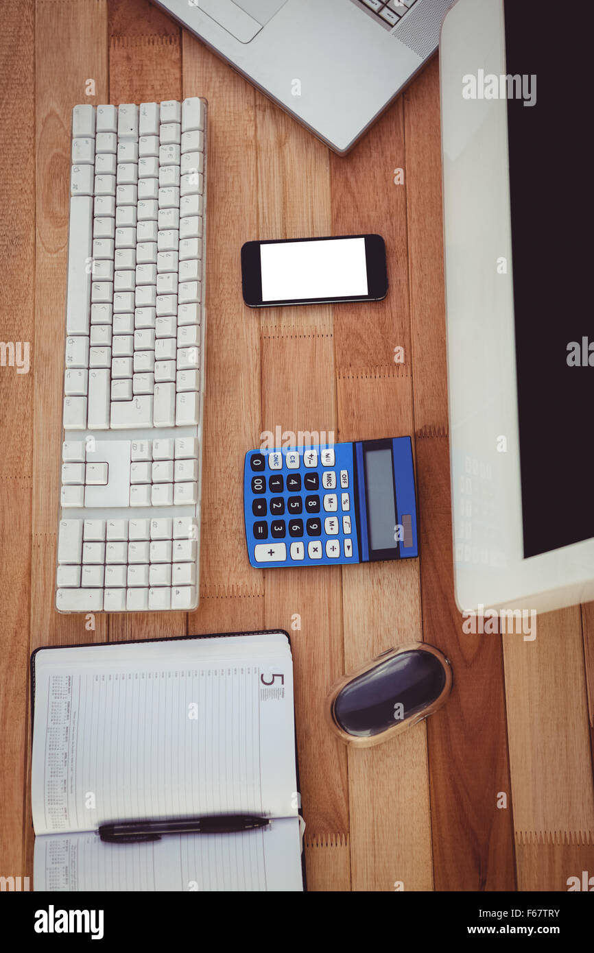 Business desk with computer and smartphone Stock Photo - Alamy