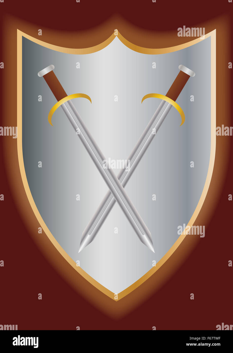 Gold shield and swords hi-res stock photography and images - Alamy