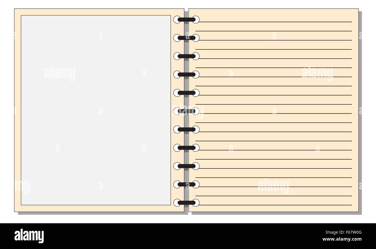 An open notepad template or background isolated on a white background ...