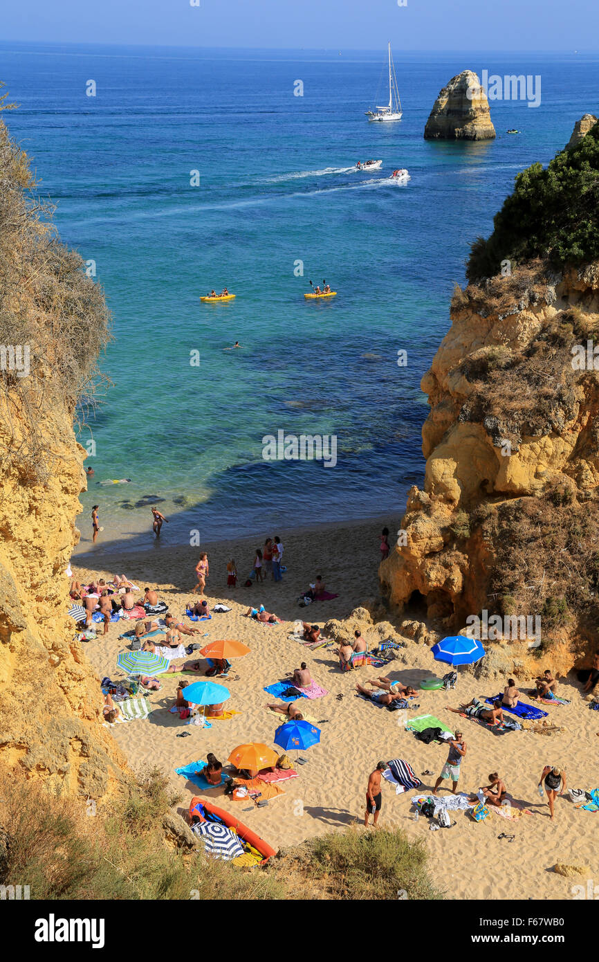 The famous rocks at the coast of Lagos in the Algarve, Portugal Stock ...