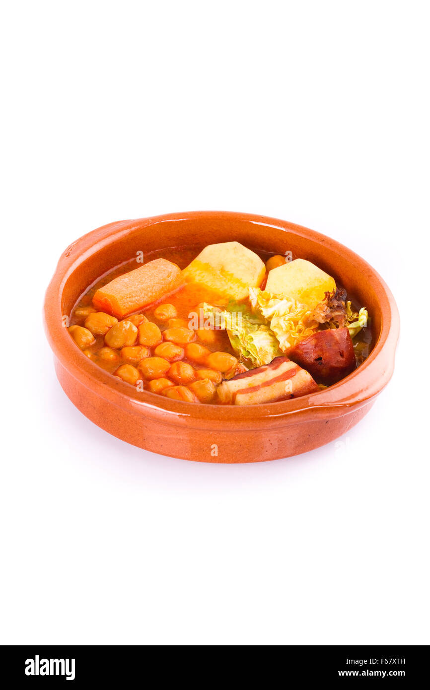 Madrid stew on earthenware pot, spanish food Stock Photo - Alamy