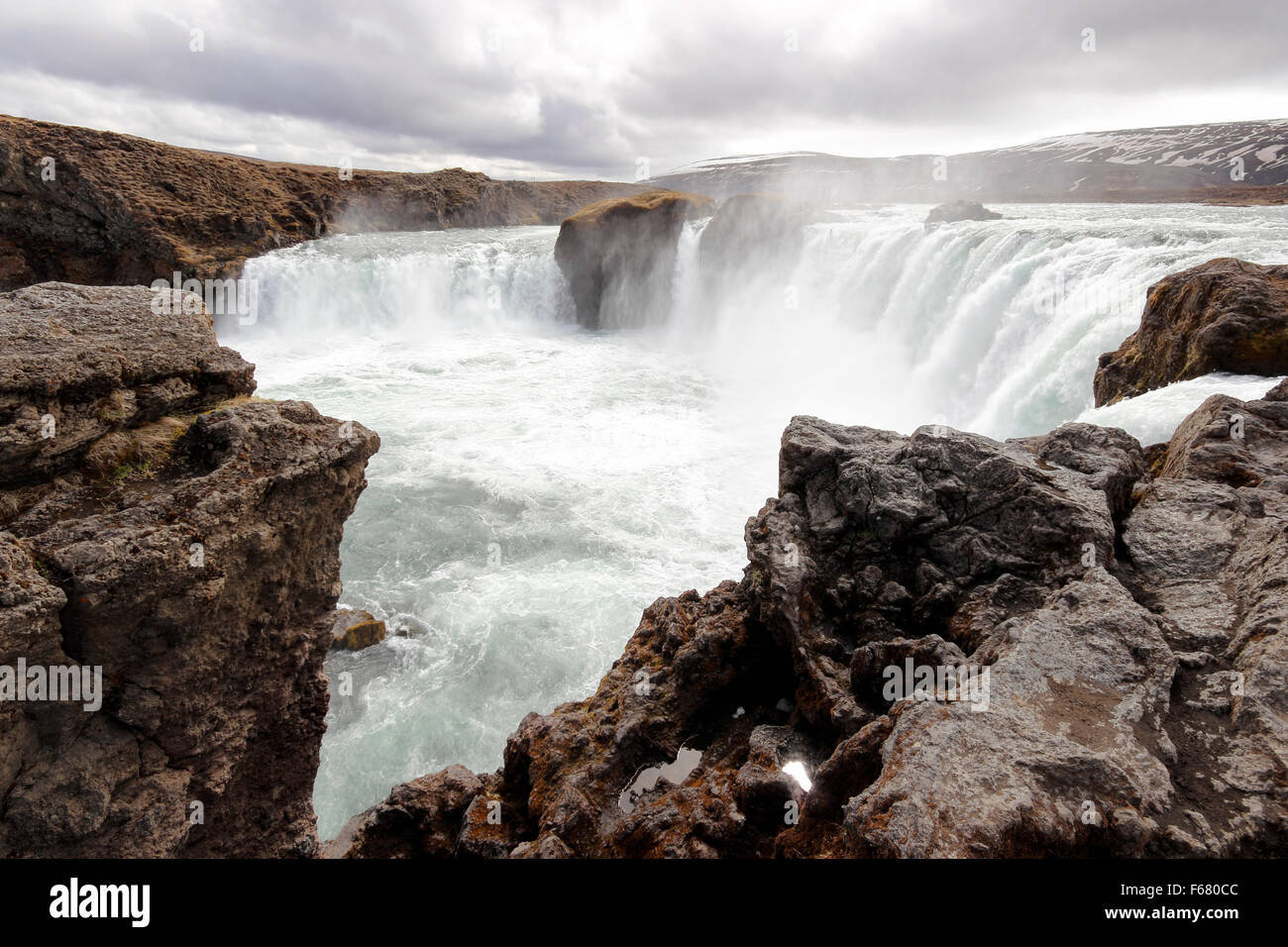 Tourists at Goðafoss Waterfall Northern Iceland Stock Photo - Alamy