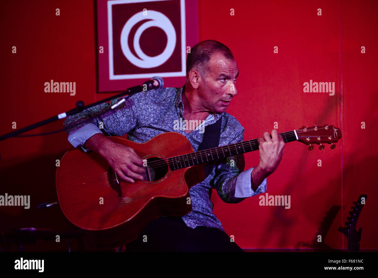 Singer Carmelo Luggeri performing in Barnsley, South Yorkshire, UK ...