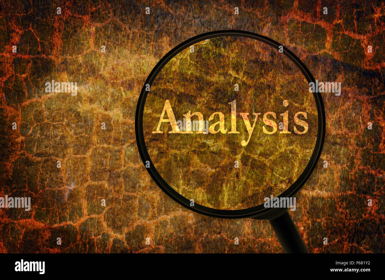 Word Analysis under a magnifier written on abstract background Stock ...