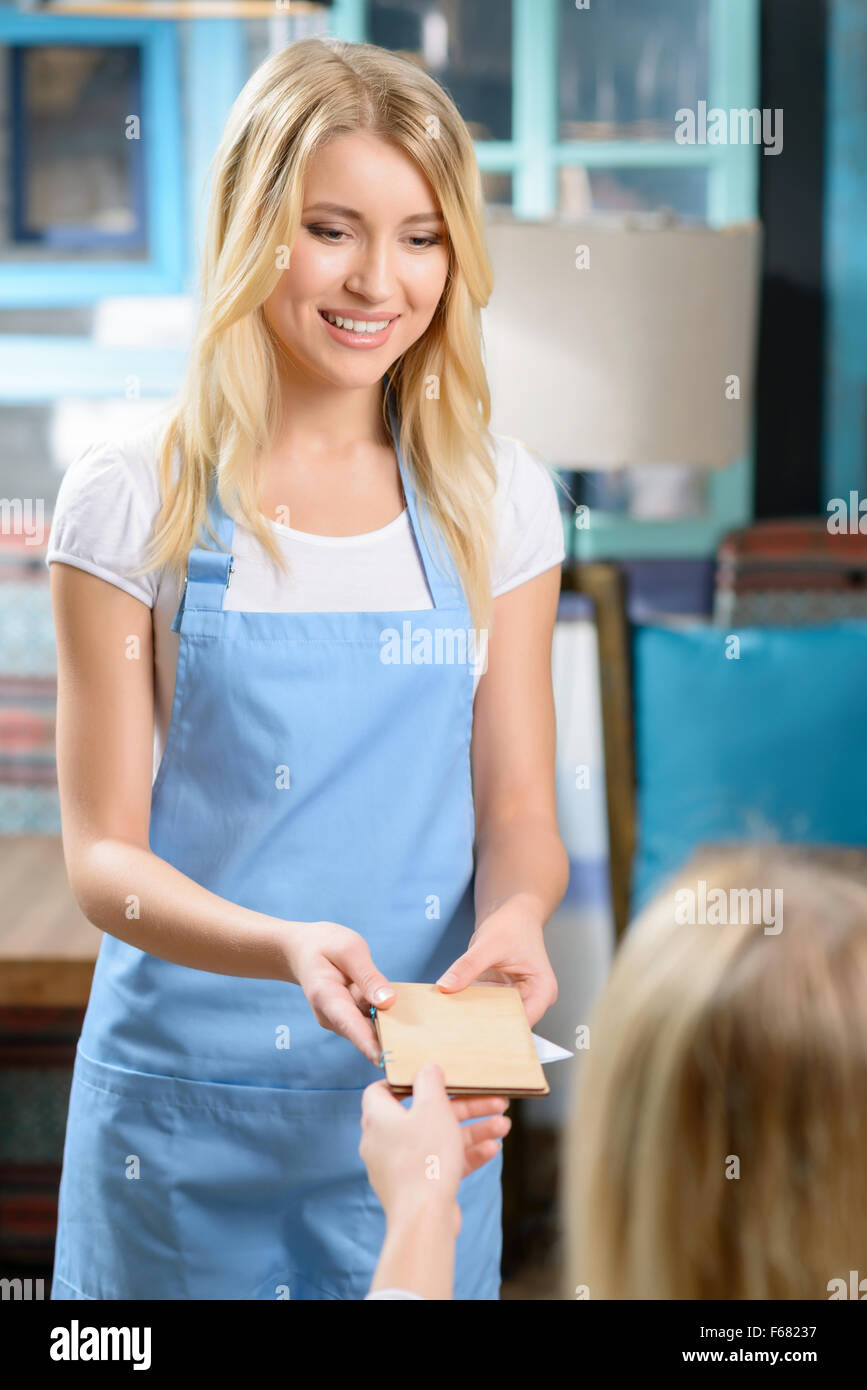 Waiting woman bill restaurant hi-res stock photography and images - Alamy