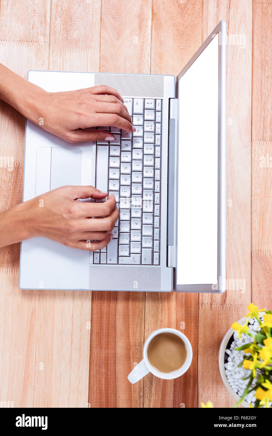 Woman typing hands flowers hi-res stock photography and images - Alamy