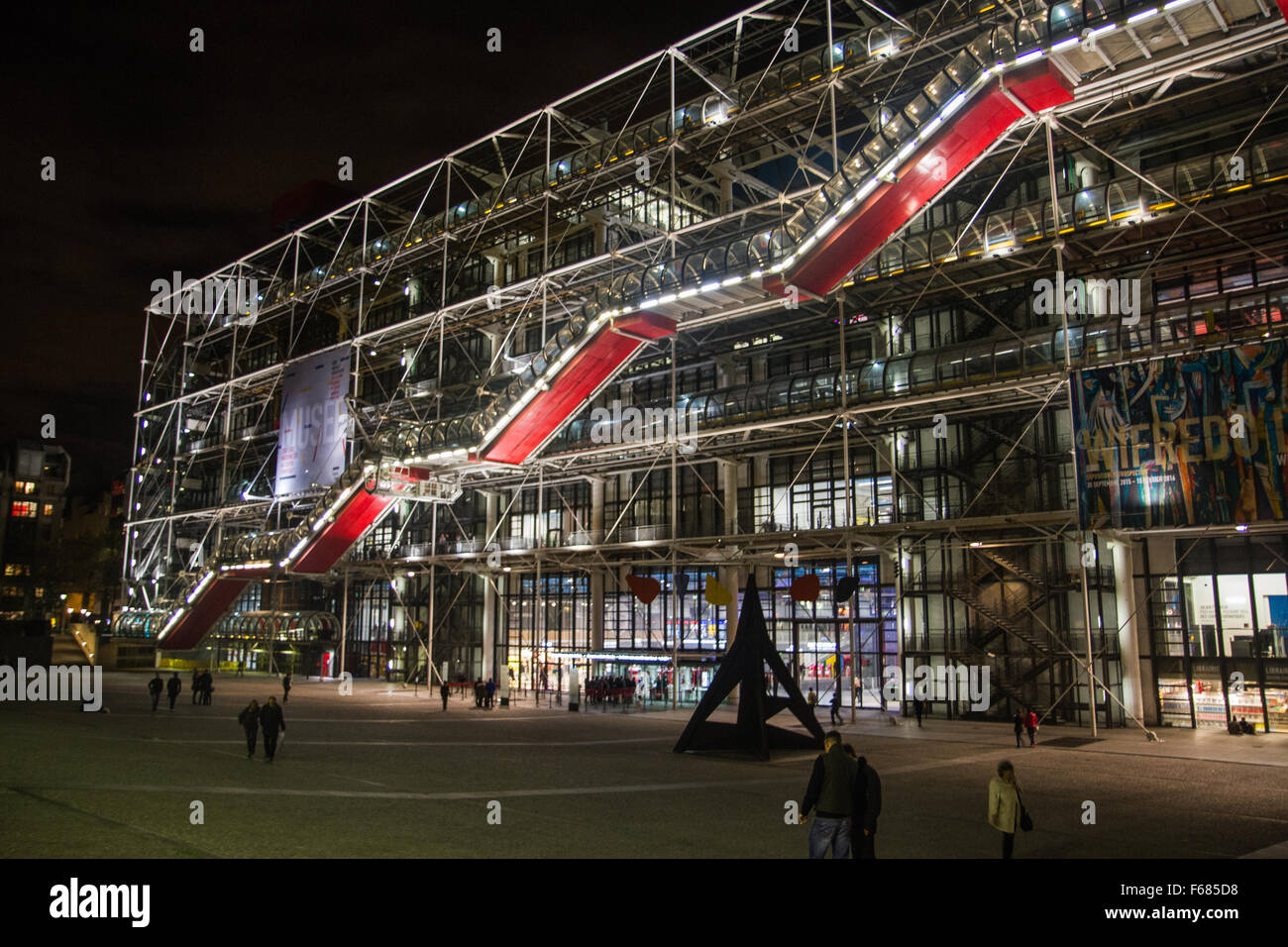 Paris, France. 13th November 2015. Centre Pompidou at night. Image ...