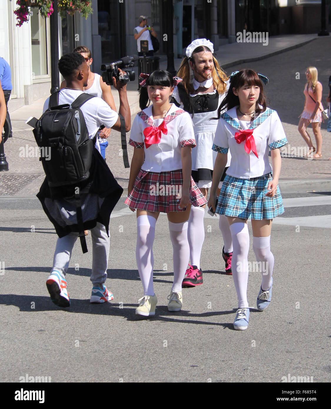 Japanese pop metal band Ladybaby featuring Ladybeard out and about in ...