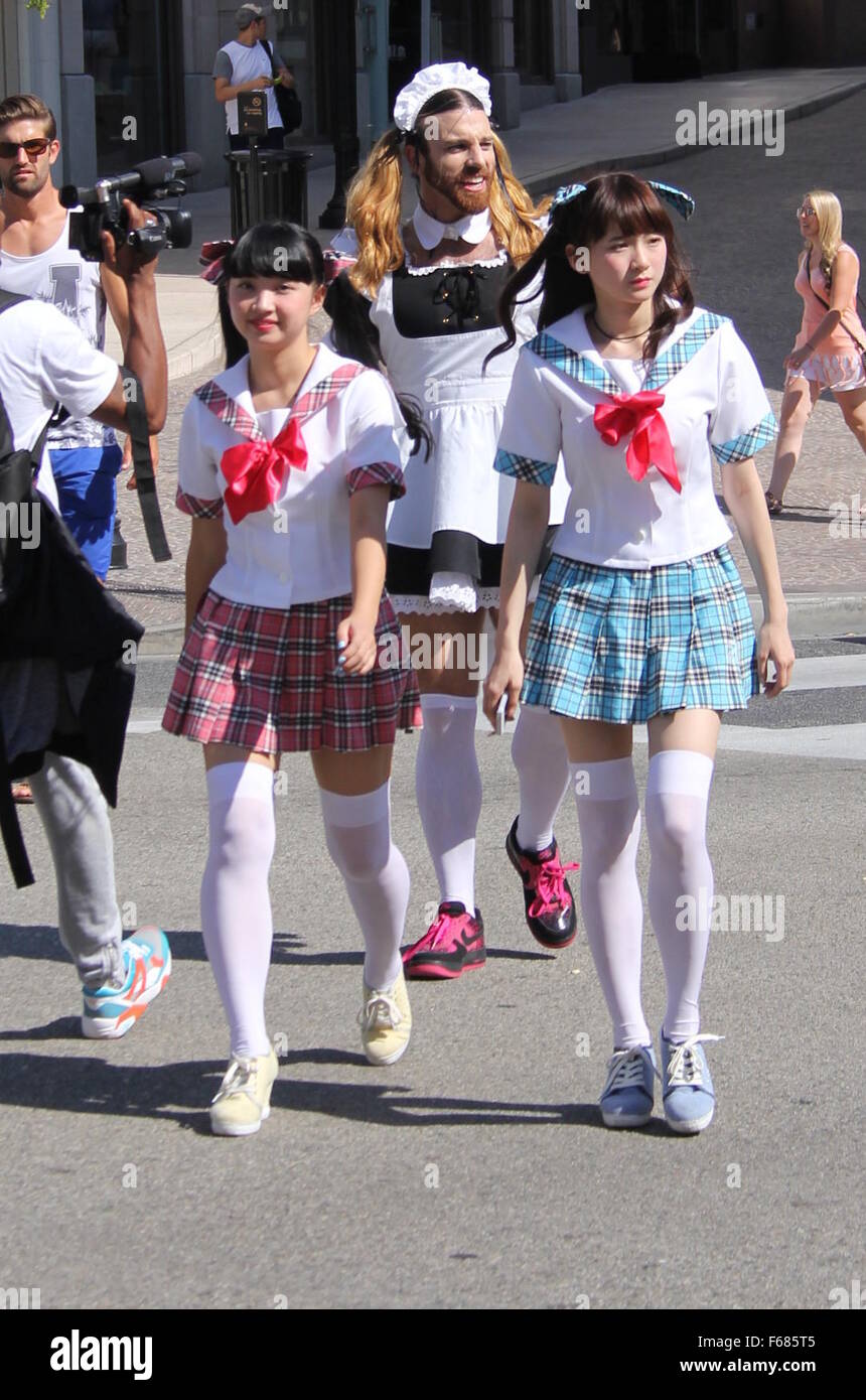 Japanese pop metal band Ladybaby featuring Ladybeard out and about in ...
