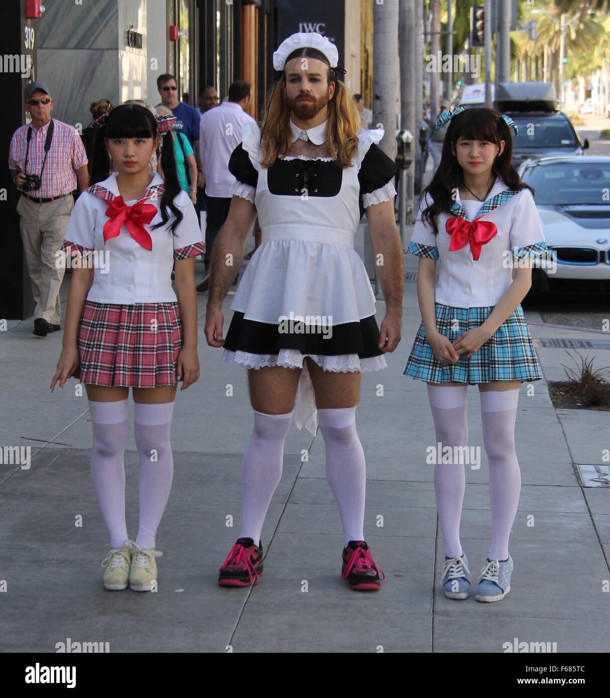 Japanese pop metal band Ladybaby featuring Ladybeard out and about in ...