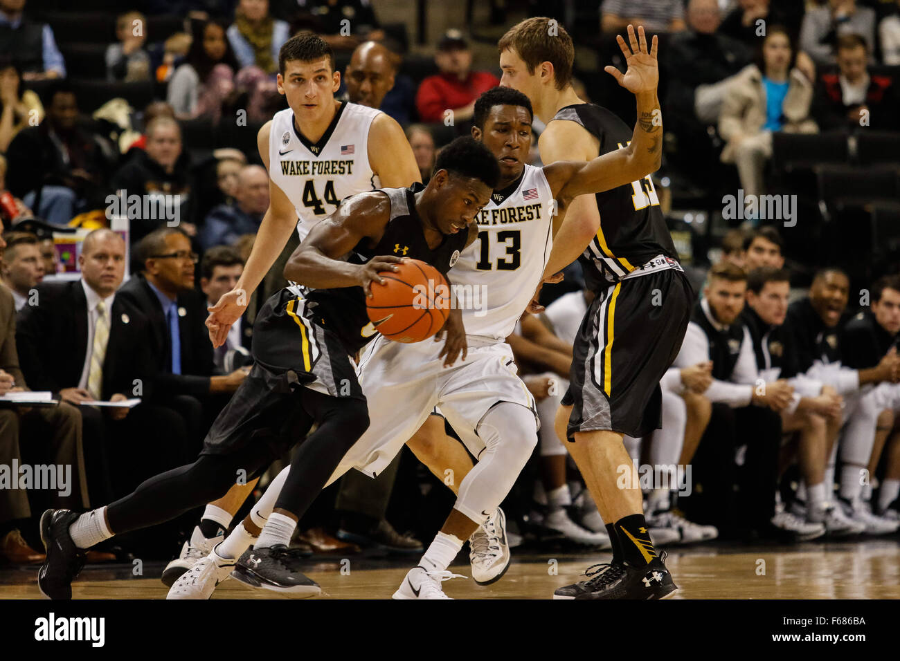 Winston-Salem, NC, USA. 13th Nov, 2015. Bryant Crawford (13) of the ...