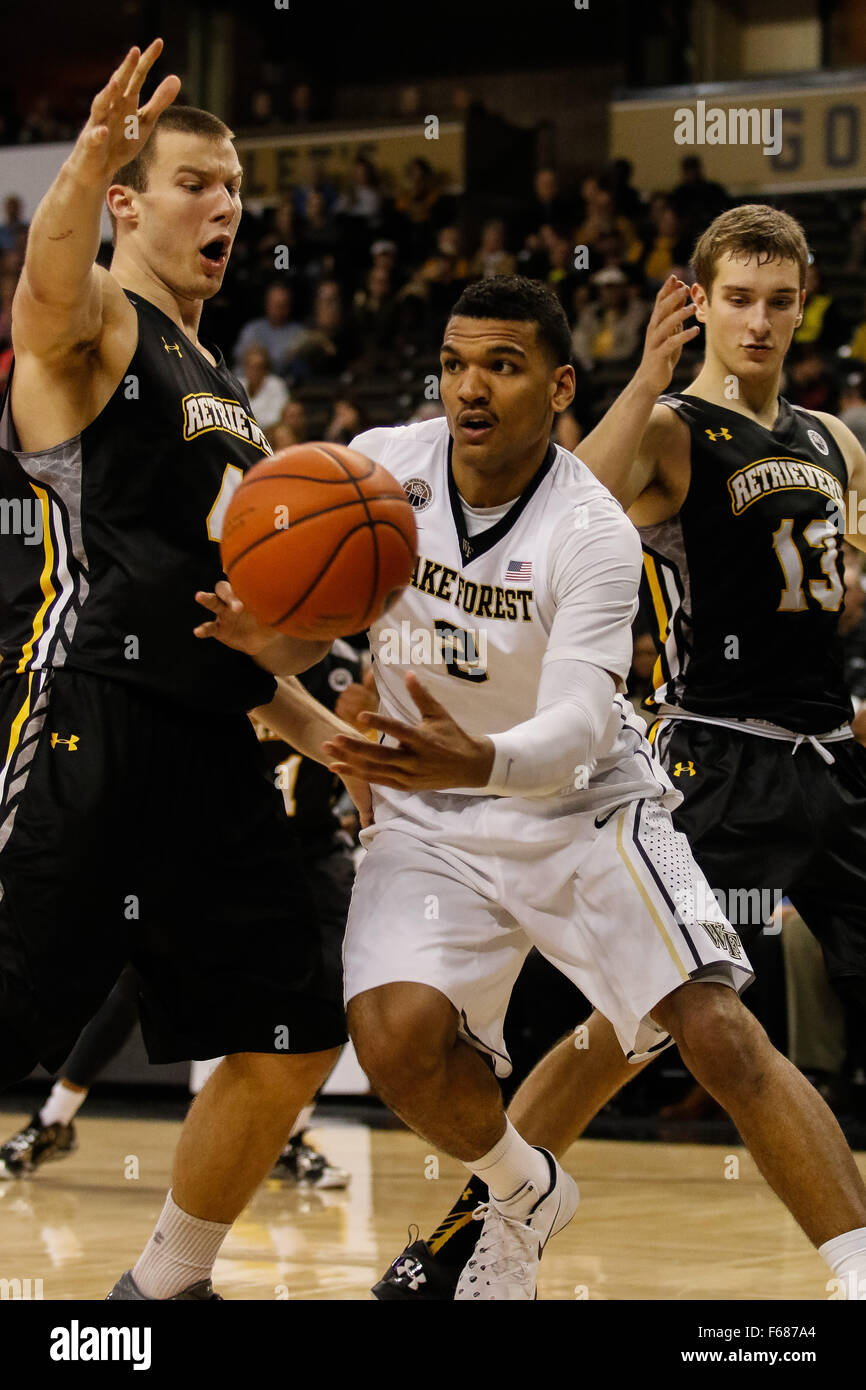 Winston-Salem, NC, USA. 13th Nov, 2015. Devin Thomas (2) of the Wake ...