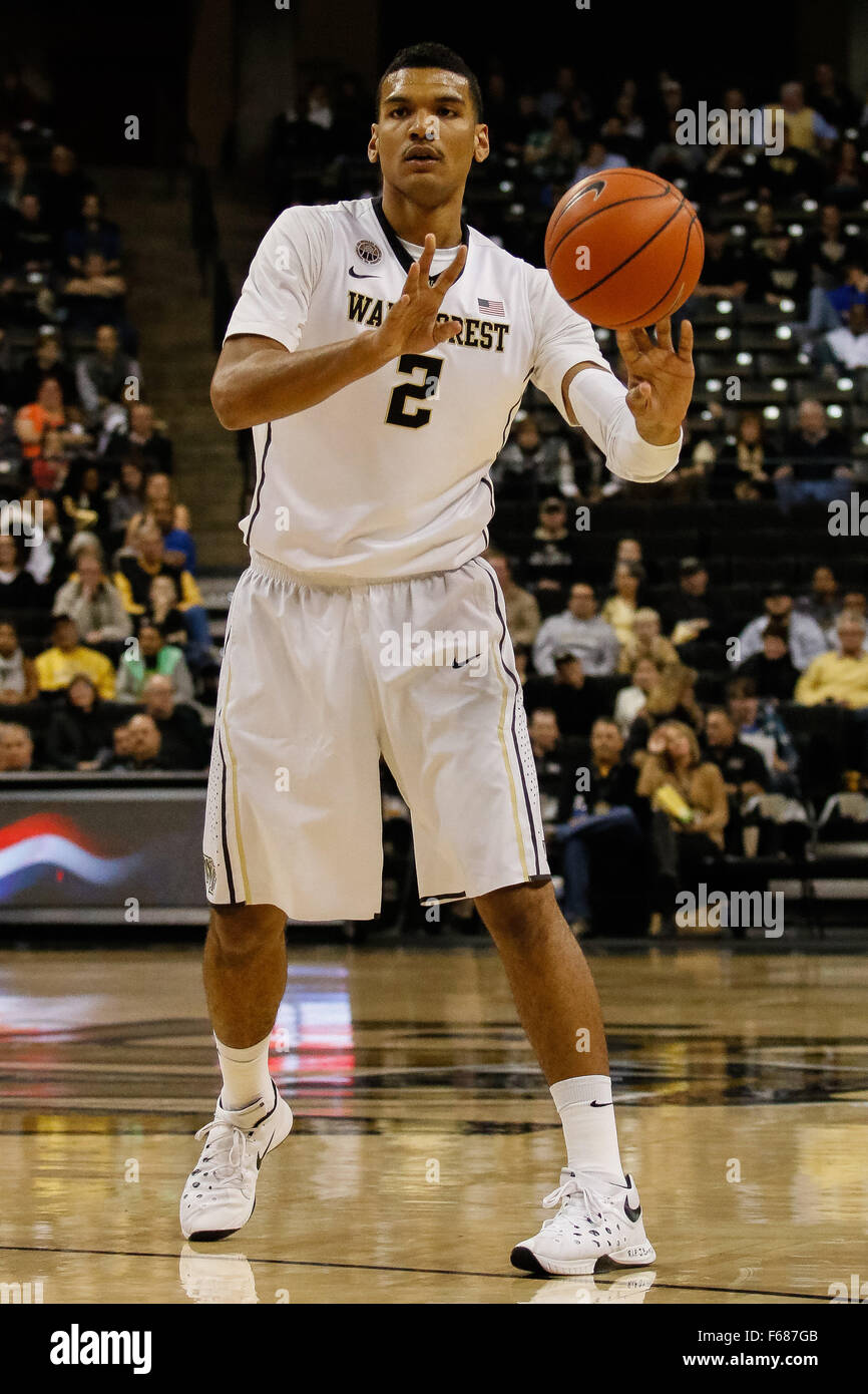Winston-Salem, NC, USA. 13th Nov, 2015. Devin Thomas (2) of the Wake ...