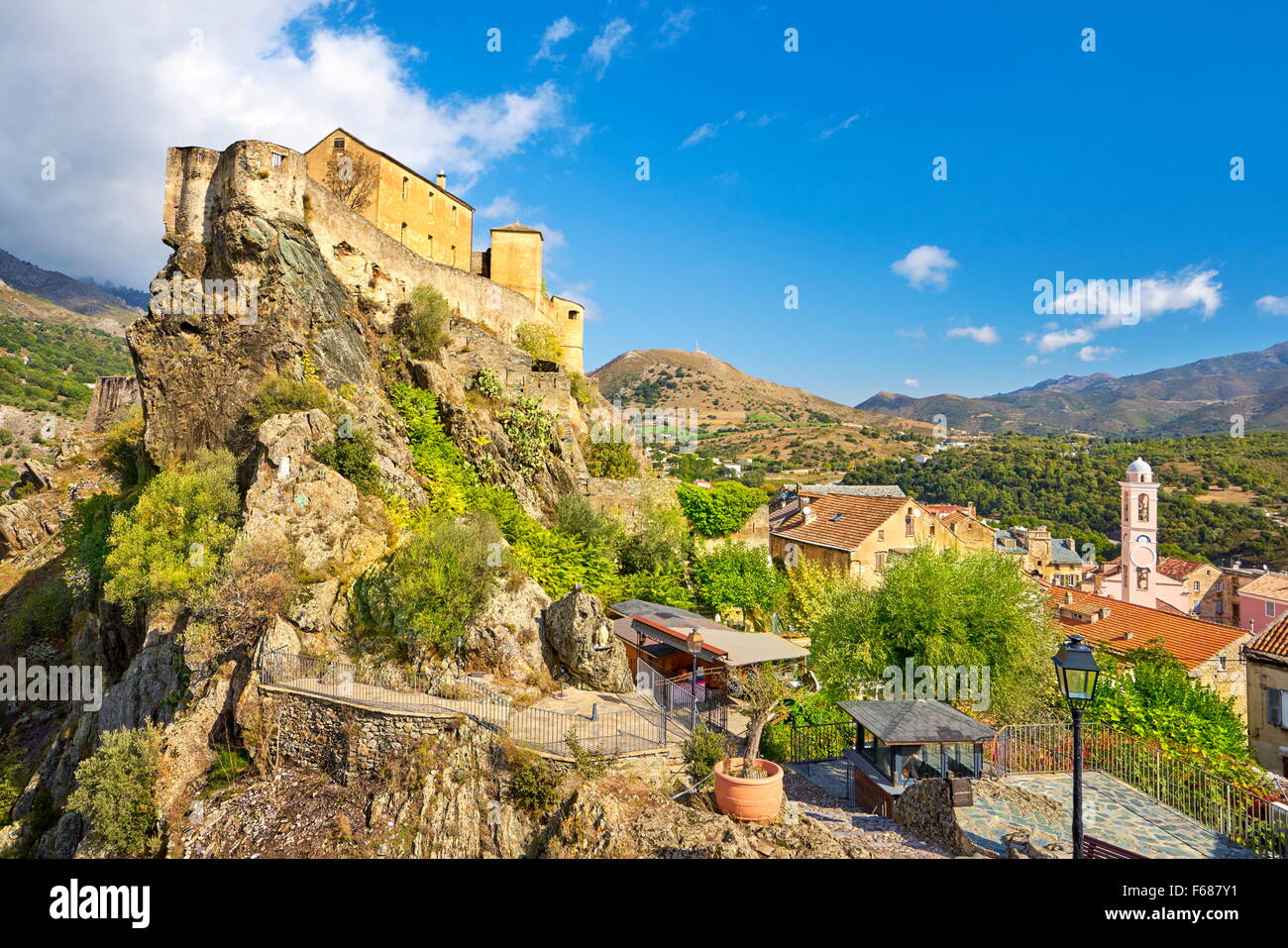 Corte, the Citadel in the Old Town, Corsica Island, France Stock Photo ...