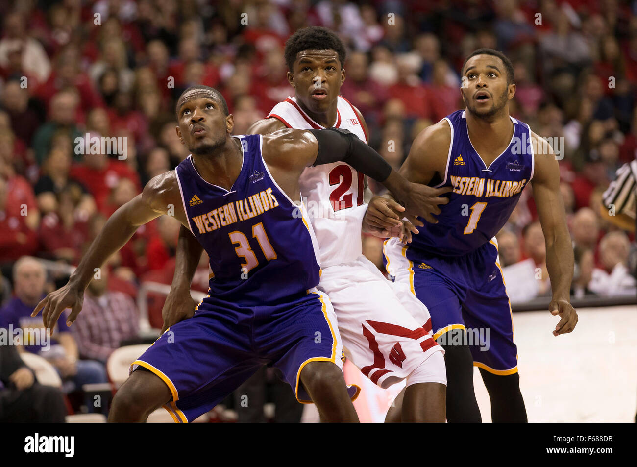 Madison, WI, USA. 13th Nov, 2015. Wisconsin Badgers forward Khalil ...