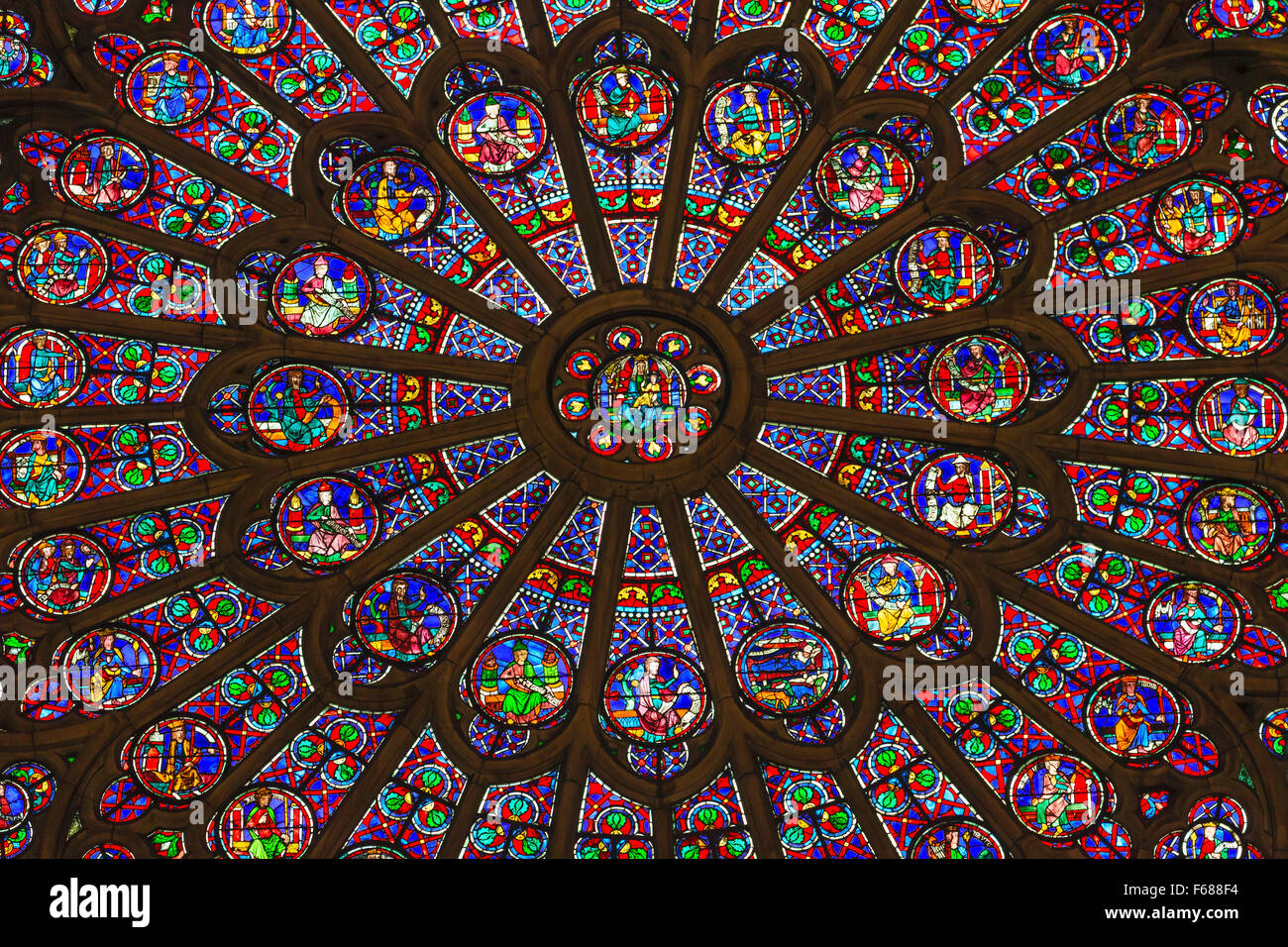 North Rose Window Virgin Mary Jesus Disciples Stained Glass Notre Dame ...