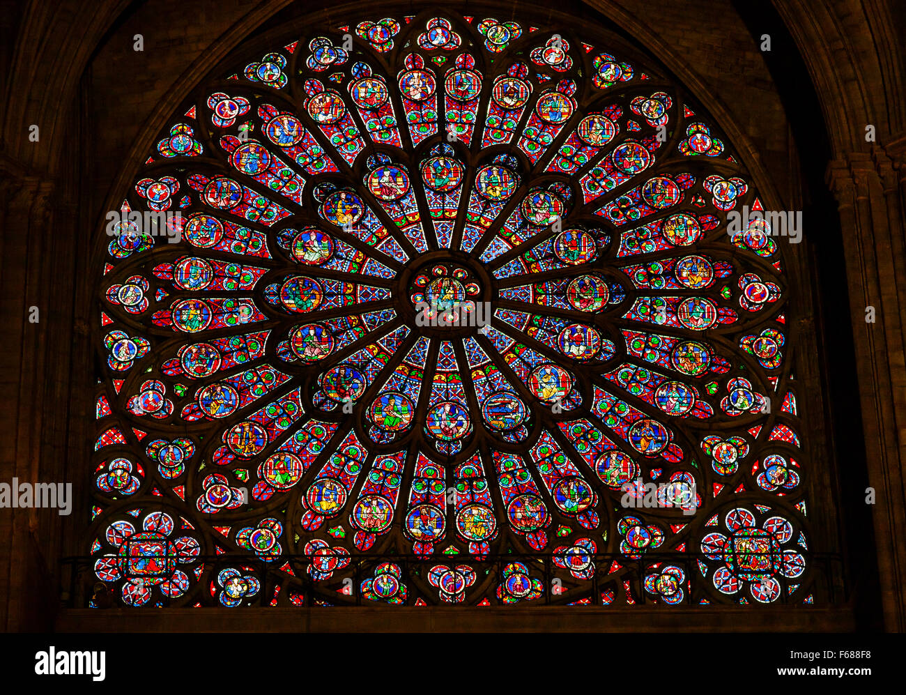 North Rose Window Virgin Mary Jesus Disciples Stained Glass Notre Dame ...