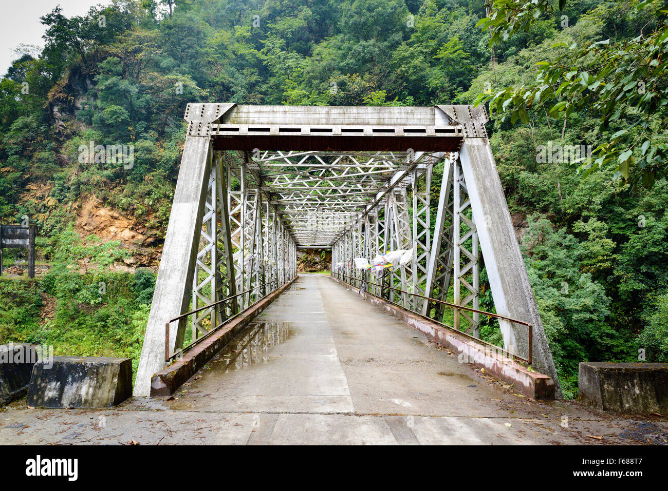 Metal bridge in Sikkim, India Stock Photo - Alamy