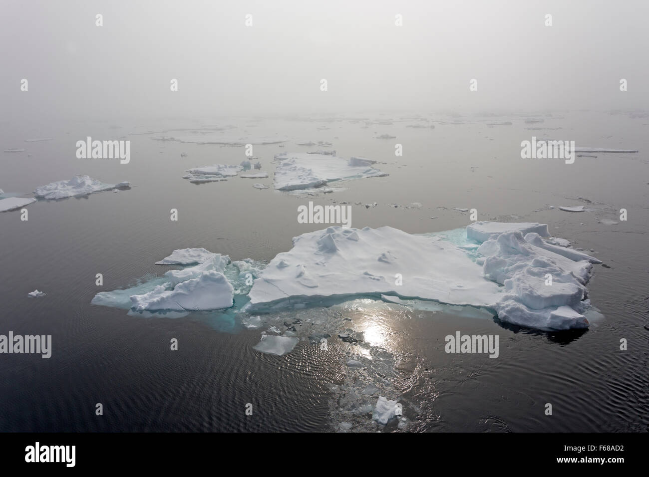 Ice floes, edge of pack-ice, Arctic Ocean, Spitsbergen Island, Svalbard ...