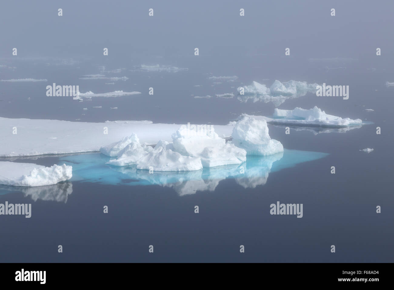 Ice floes, edge of pack-ice, Arctic Ocean, Spitsbergen Island, Svalbard ...