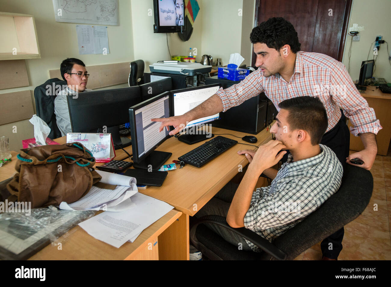 Working process in office of Kabul Pressistan Media Company, Kabul ...