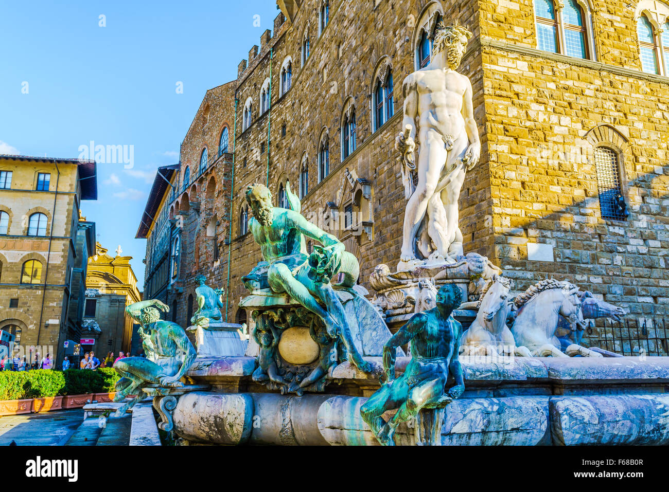 Florence, Italy - October 19, 2015 : View of famous Fountain of Neptune ...