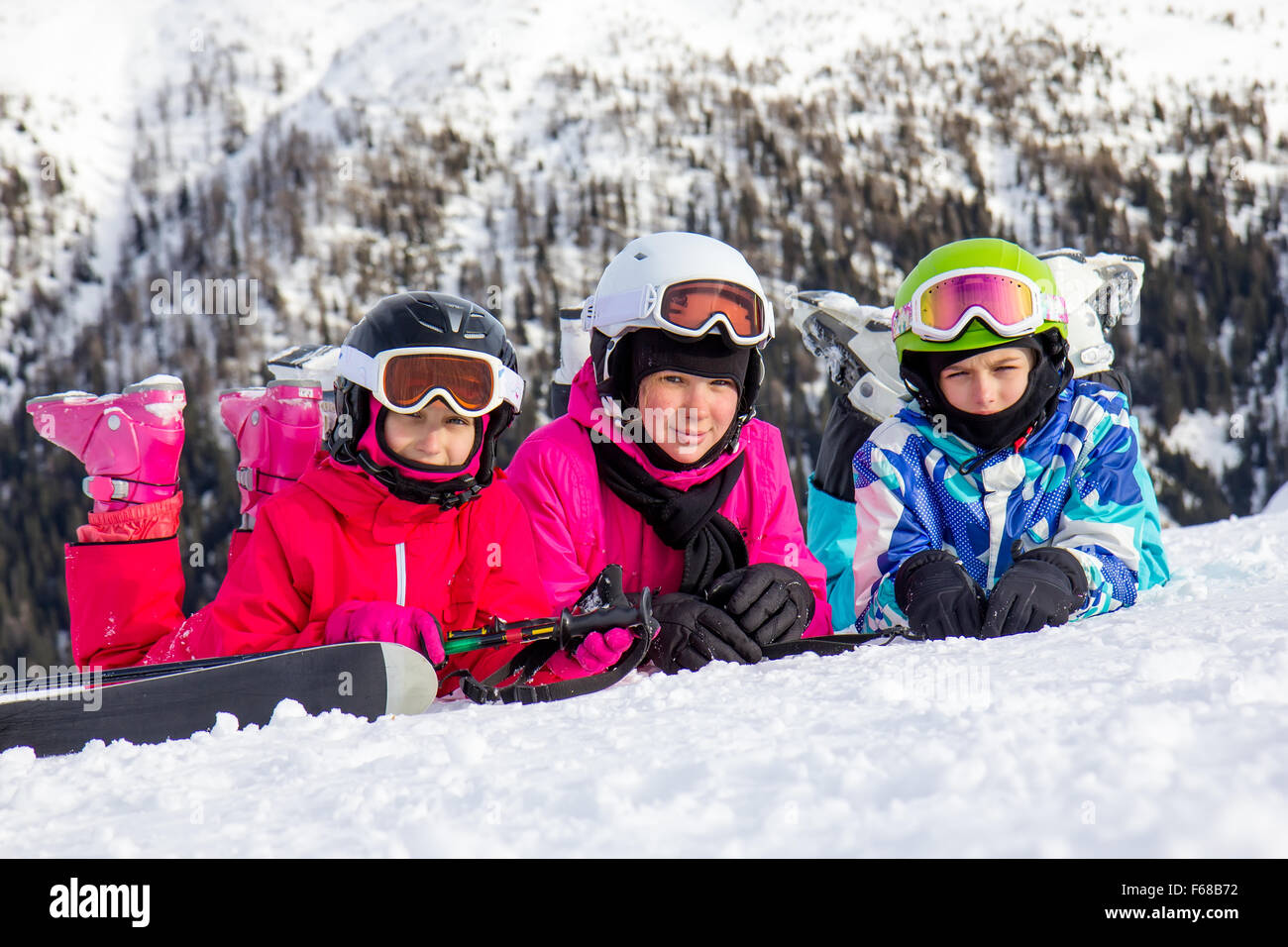 Girls on the skiing Stock Photo - Alamy