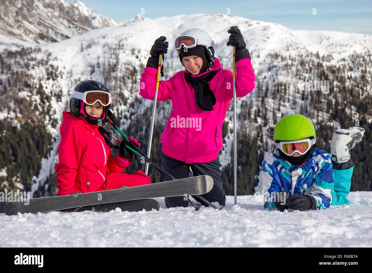 Girls on the skiing Stock Photo - Alamy