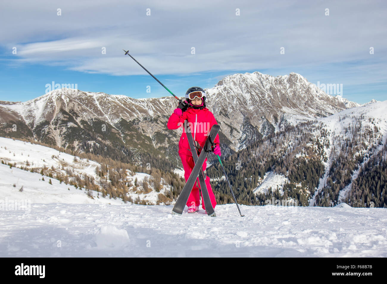 Girl on the ski slope Stock Photo - Alamy