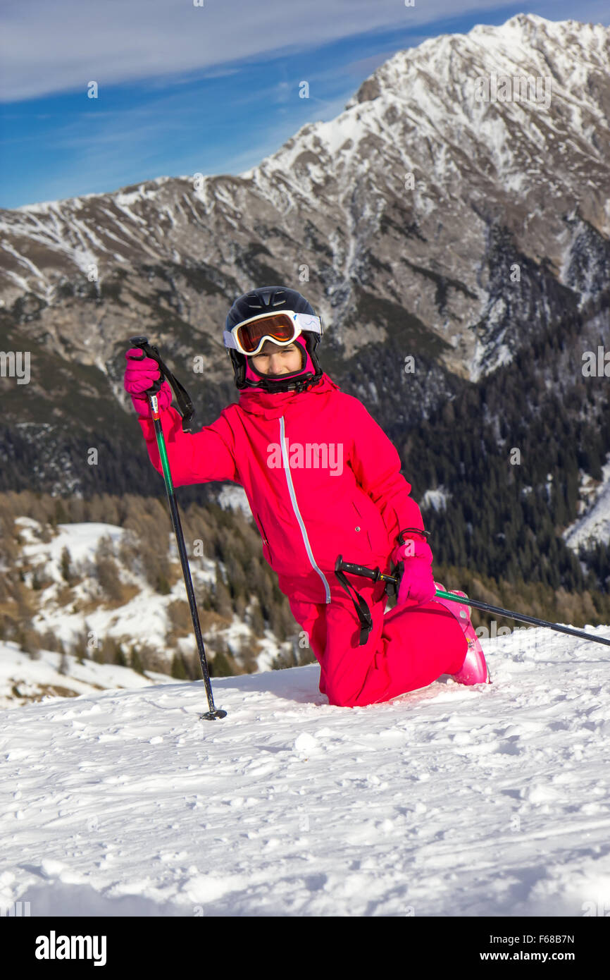Girl on the ski slope Stock Photo - Alamy
