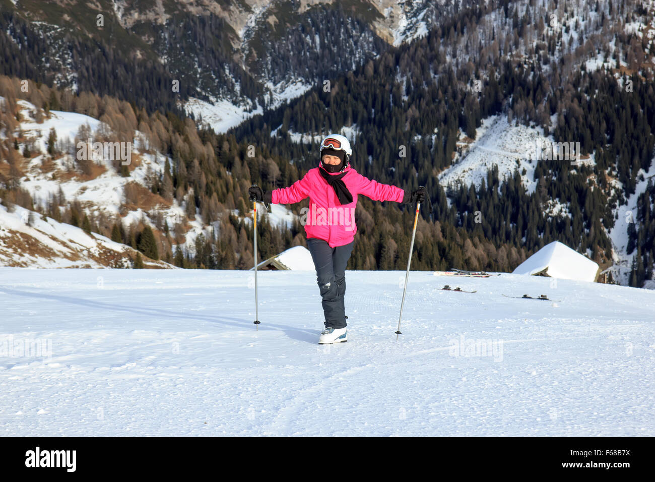 Girl on the ski slope Stock Photo - Alamy