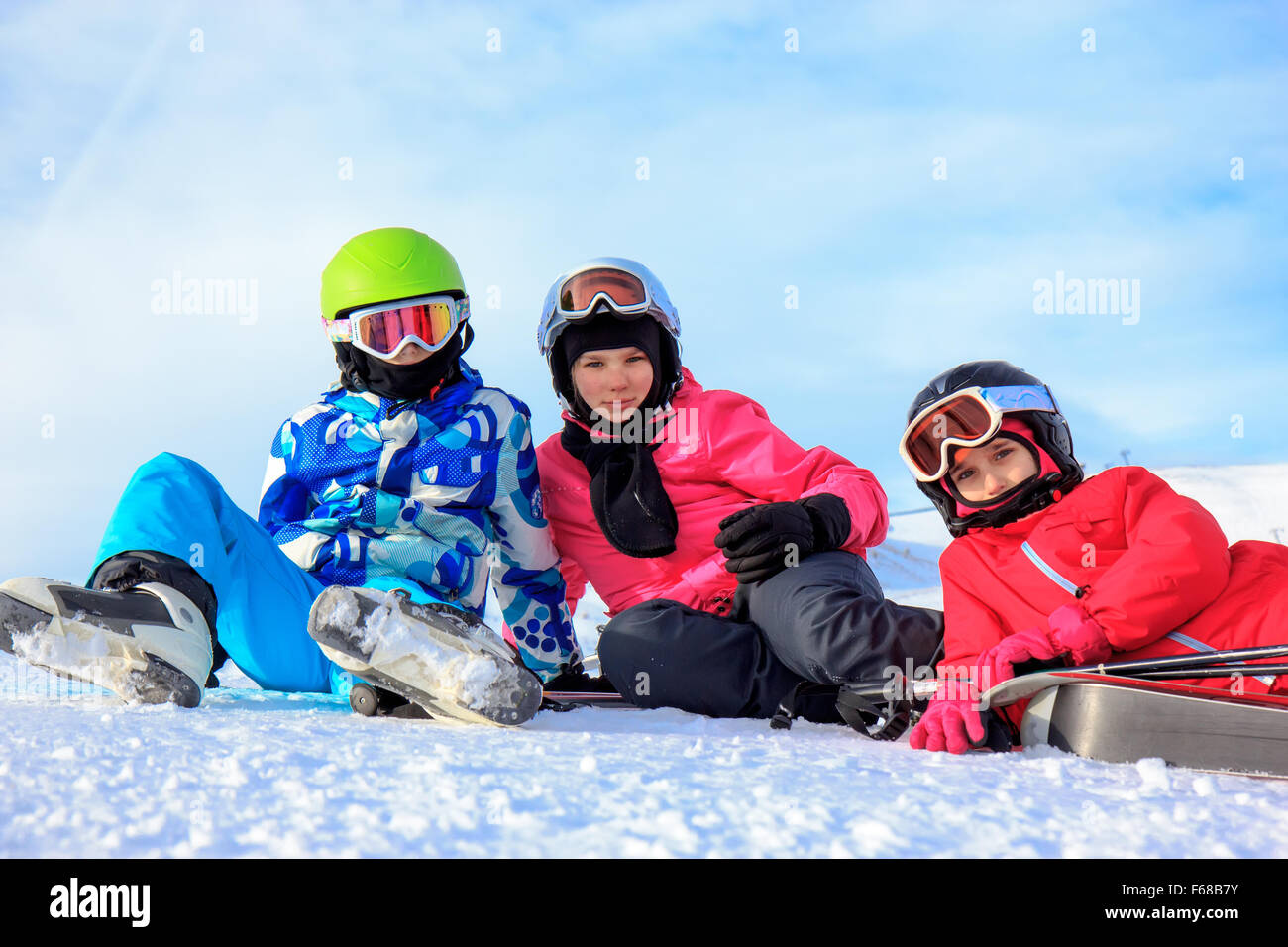 Girls on the skiing Stock Photo - Alamy