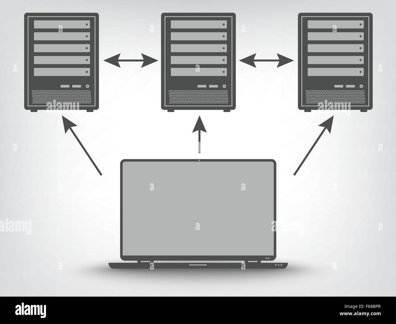 Icon of computer servers in a gray color as a concept Stock Vector ...