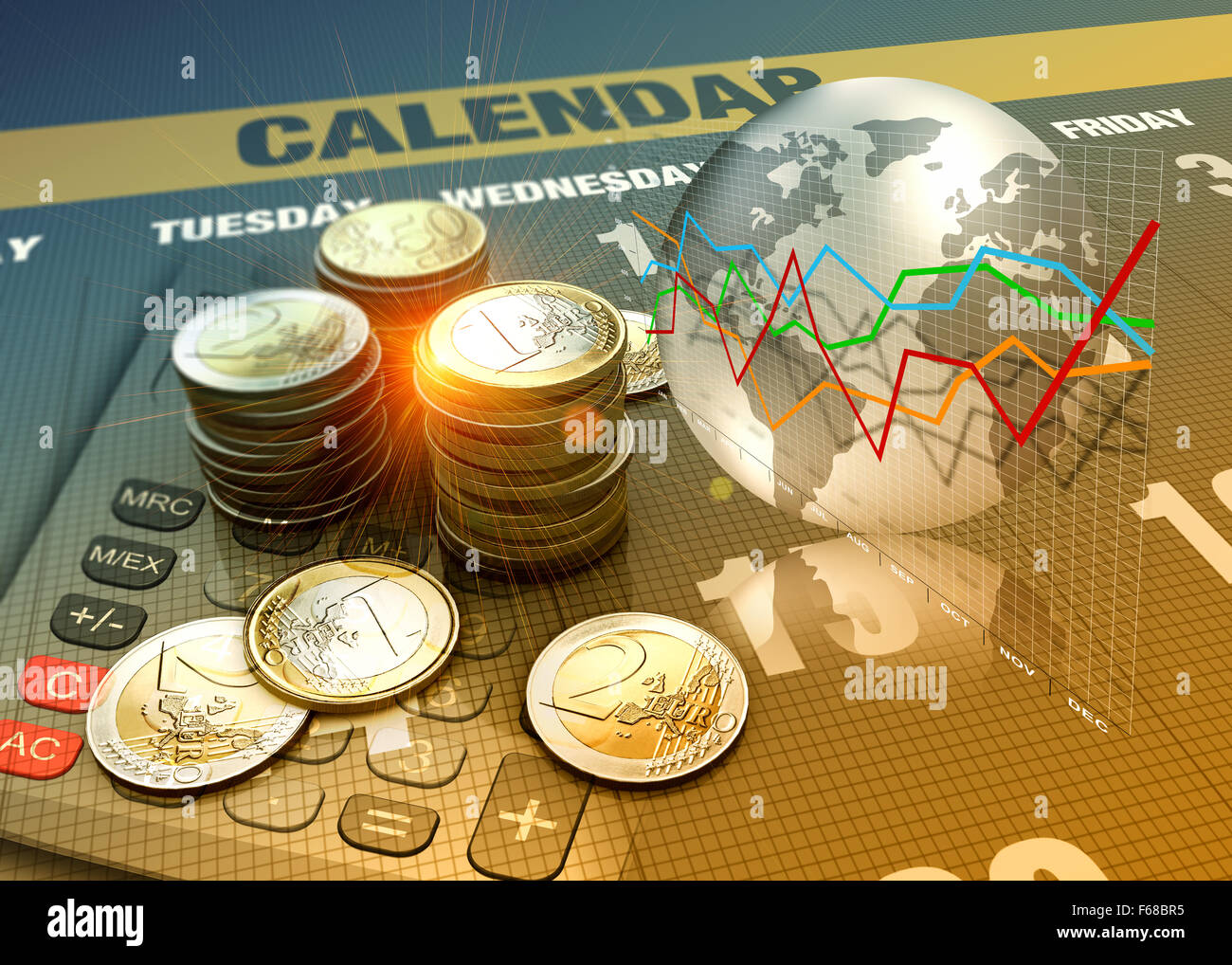 Global economics graph and coins as finance concept Stock Photo - Alamy