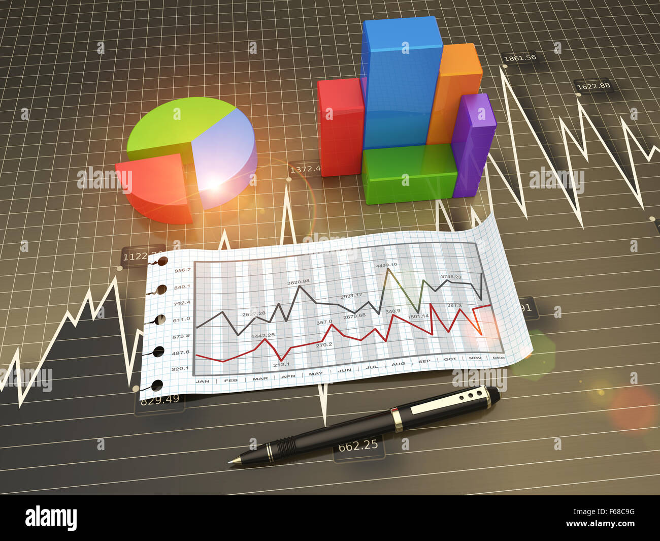 Financial and business chart and graphs Stock Photo - Alamy