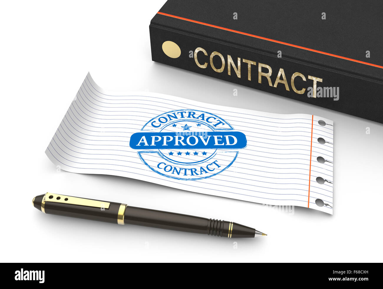 Stamp approved with contract document Stock Photo - Alamy