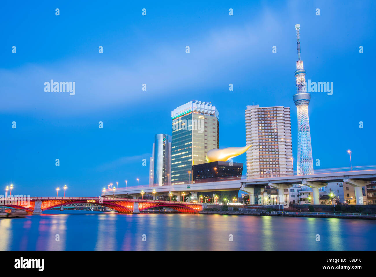 Tokyo Skytree and Azumabashi bridge,Sumida river,Tokyo,Japan Stock ...