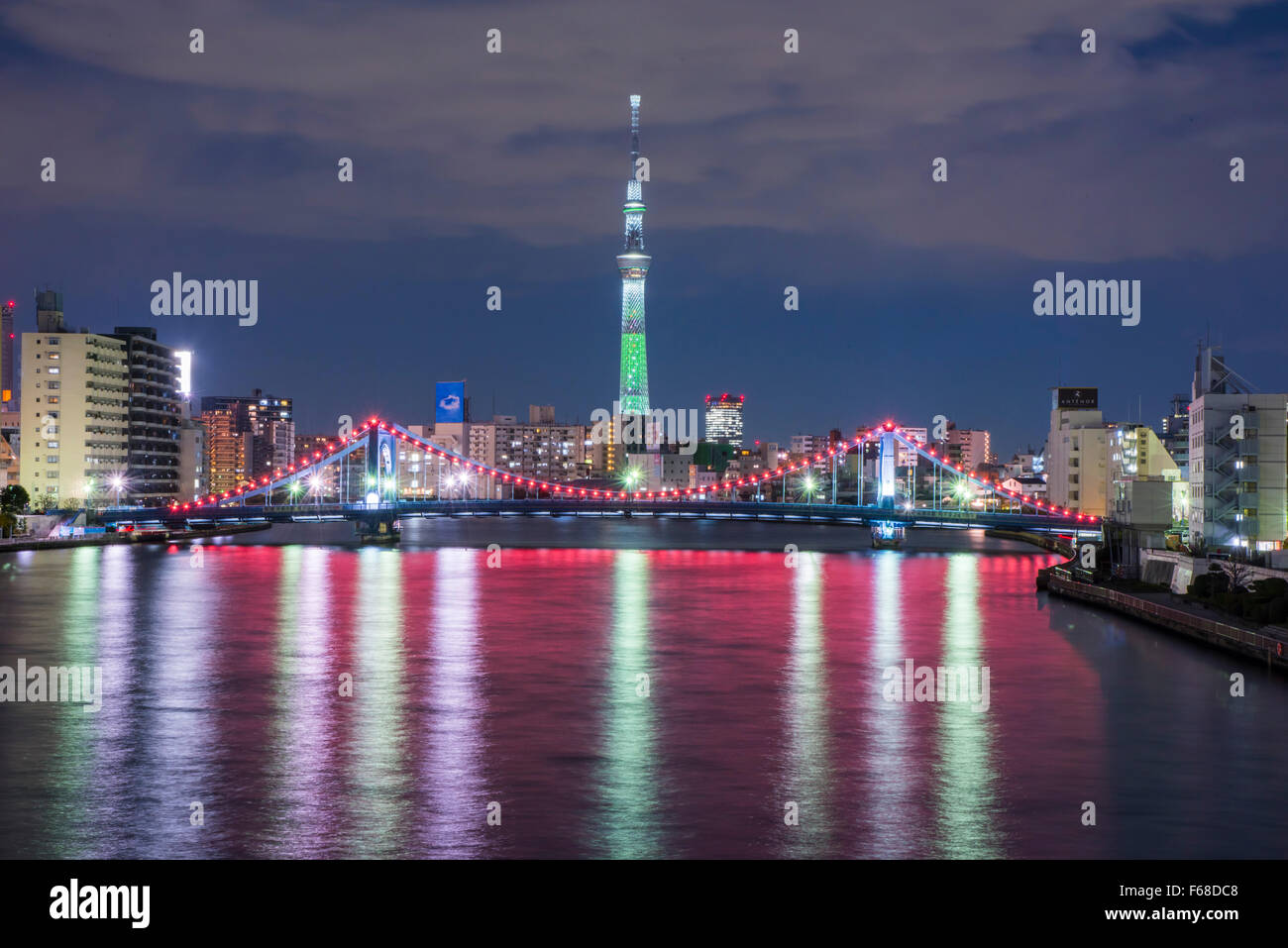 Tokyo Skytree and Kiyosubashi bridge,Sumida river,Tokyo,Japan Stock ...