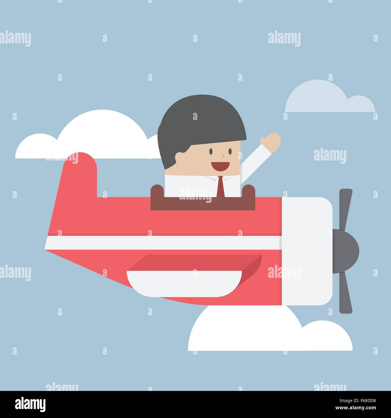 Businessman flying with private jet, VECTOR, EPS10 Stock Vector Image ...